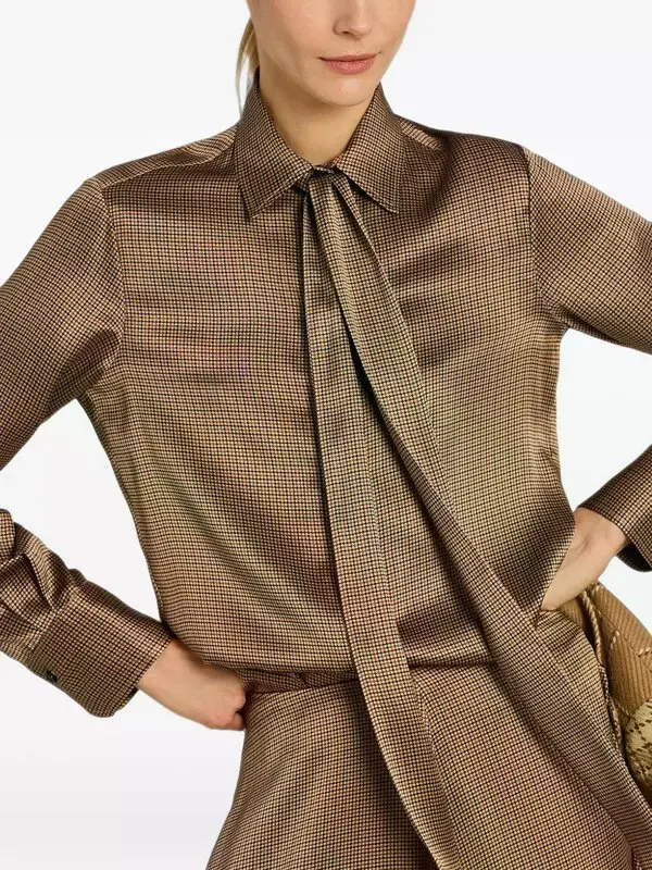 Kiton Micro-pattern Pussy-bow Shirt