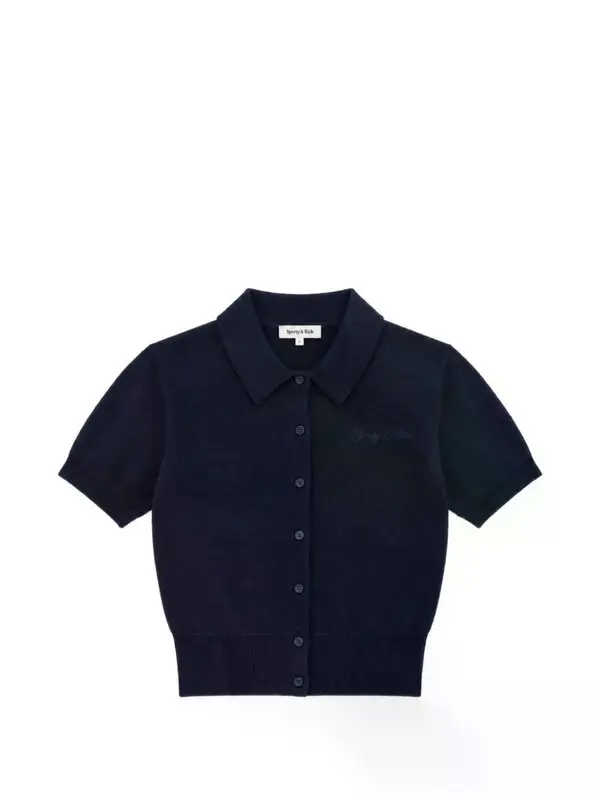 Sporty & Rich Jannie Logo-embroidered Short-sleeve Cardigan - Blue