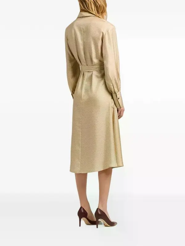 Kiton Geometric-print Silk Midi Shirt Dress