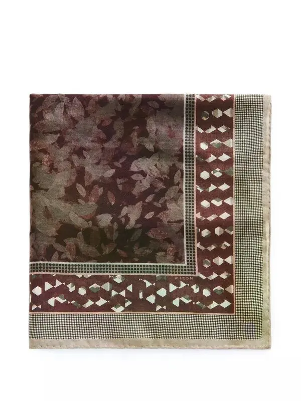 Kiton Floral-print Geometric-pattern Scarf - Red
