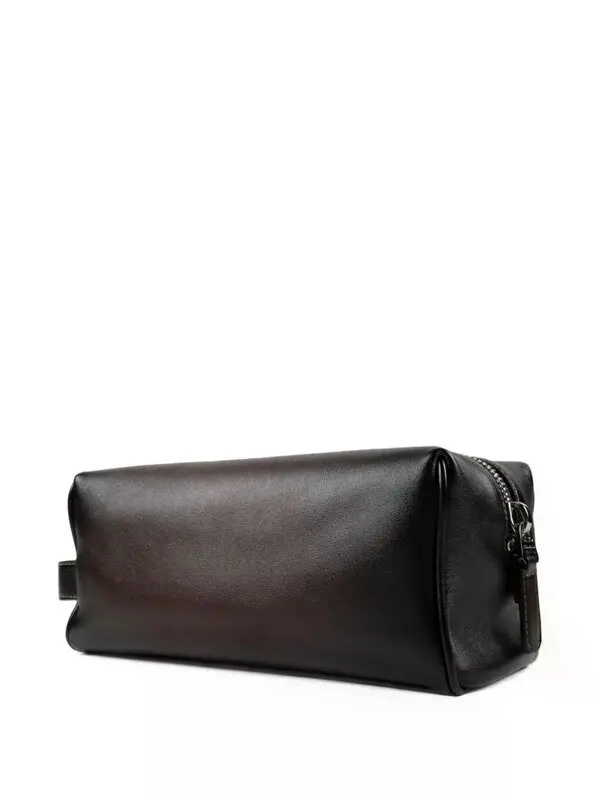 Santoni Logo-debossed Leather Wash Bag