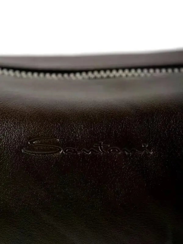 Santoni Logo-debossed Leather Wash Bag