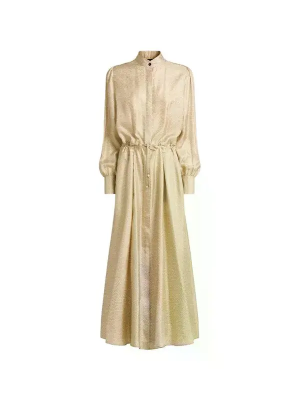 Kiton Chevron-jacquard Silk Shirt Midi Dress - Neutrals