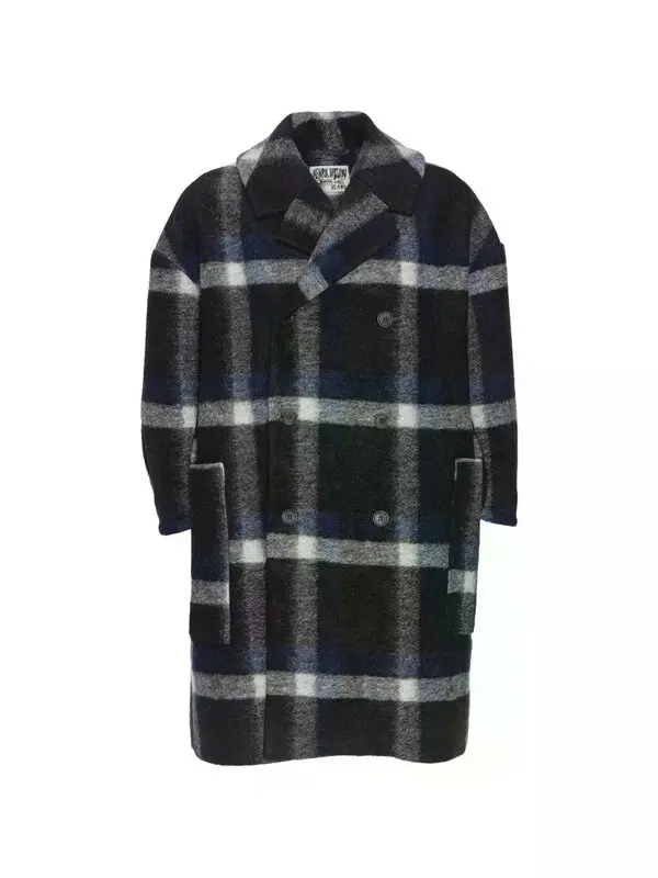 Henrik Vibskov Floating Oversized Checked Double-breasted Coat - Blue