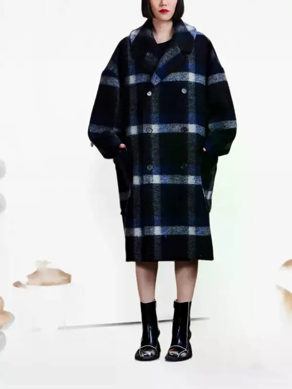 Henrik Vibskov Floating Oversized Checked Double-breasted Coat
