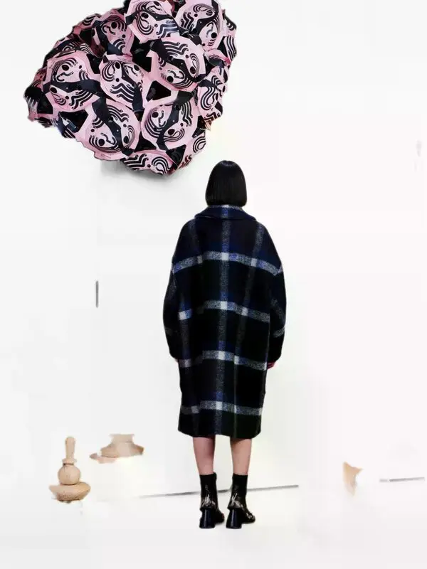 Henrik Vibskov Floating Oversized Checked Double-breasted Coat