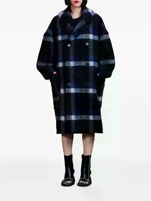 Henrik Vibskov Floating Oversized Checked Double-breasted Coat