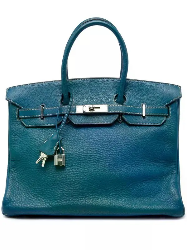Hermès 2003 Clemence Birkin Retourne 35 Handbag - Blue