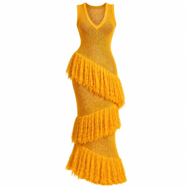 OFUURE Uyai Fringe Maxi Dress - Yellow