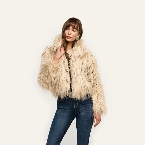 L'AGENCE Fenella Faux Fur Coat - Biscuit