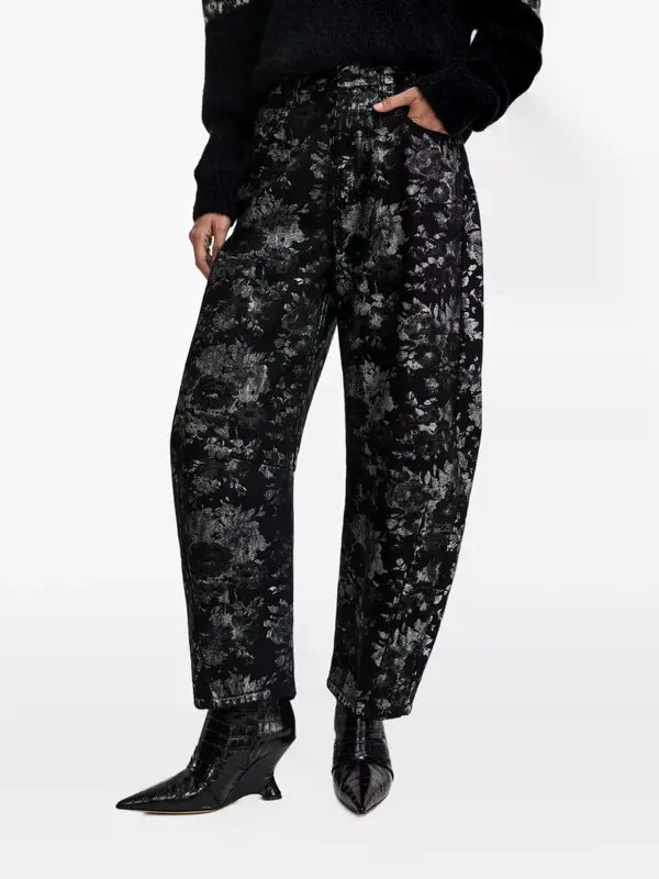 Essentiel Antwerp Ko Floral-print Barrel-leg Jeans