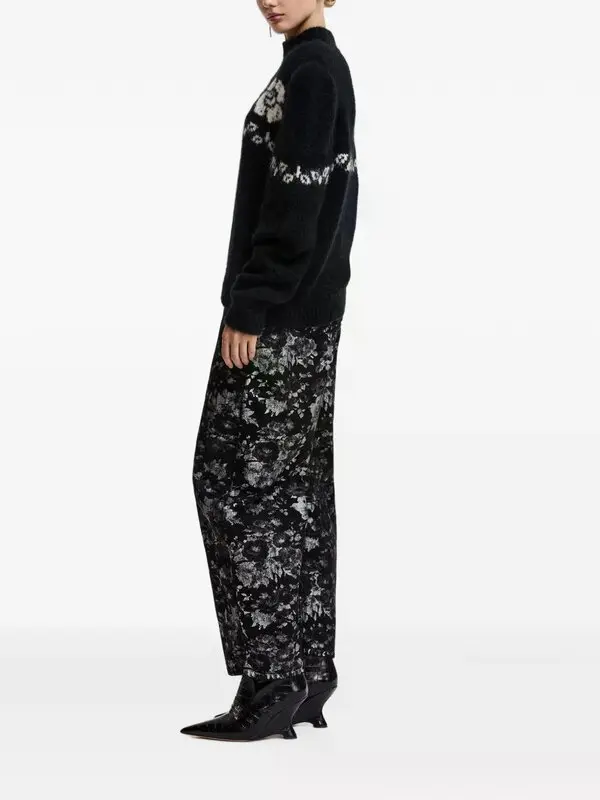Essentiel Antwerp Kalendar Floral-jacquard Stand-up Collar Sweater