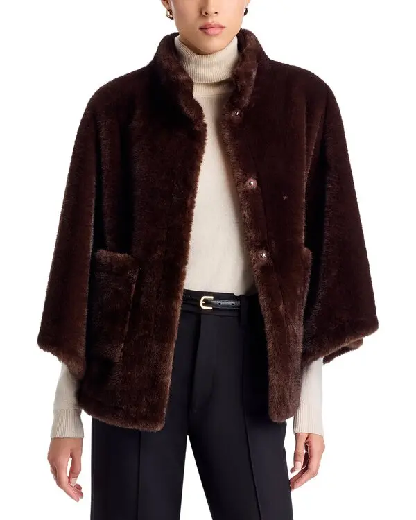Bernardo Faux Fur Poncho Jacket