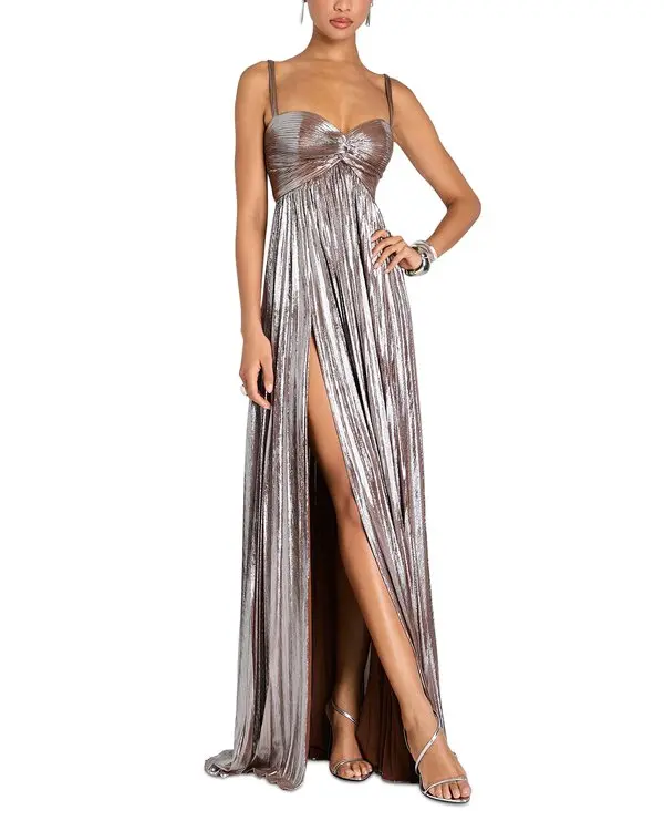 Retrofete Veria Sweetheart Sleeveless Metallic Dress