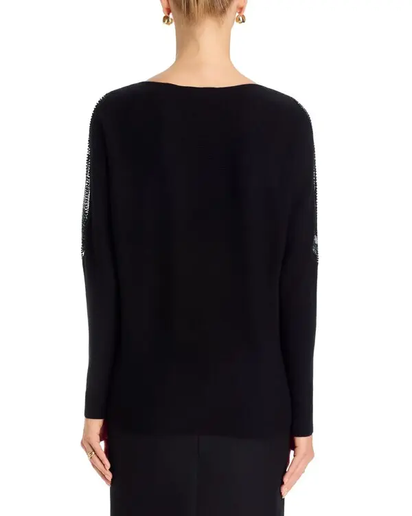 T Tahari Embellished Crewneck Sweater - Black
