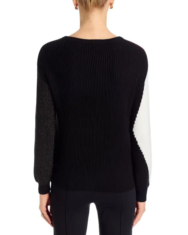 T Tahari Colorblocked Crewneck Sweater