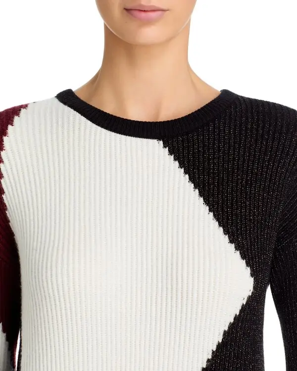T Tahari Colorblocked Crewneck Sweater