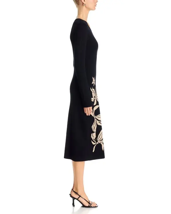 T Tahari Metallic Jacquard Midi Dress