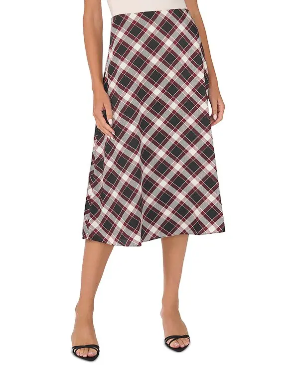 CECE DUPRAZ Plaid Bias Cut Midi Skirt - Rich Black