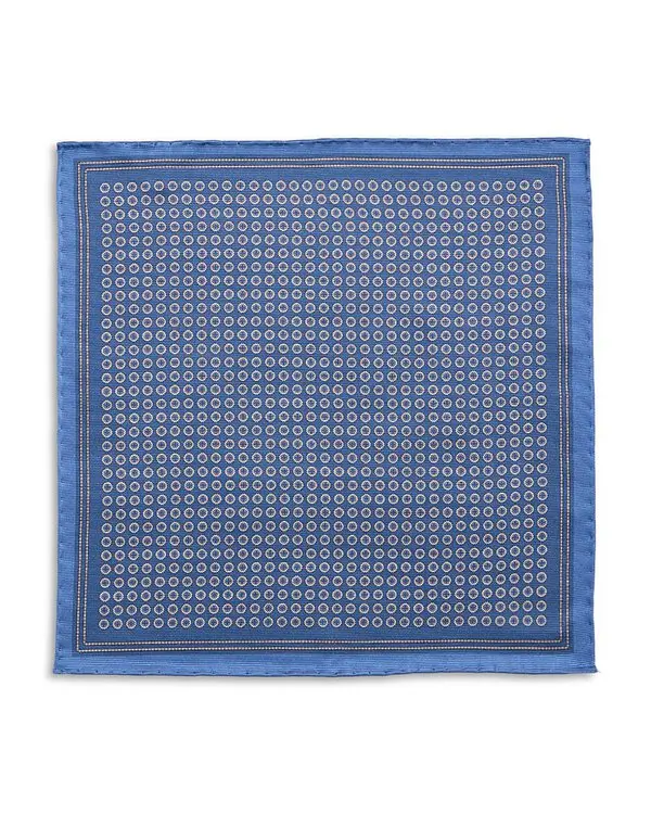 David Donahue Flower Silk Pocket Square - Blue