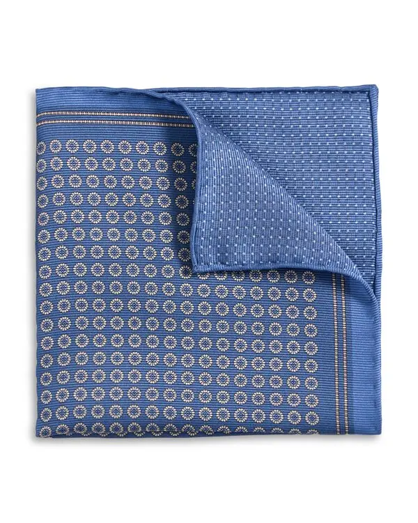 David Donahue Flower Silk Pocket Square - Blue