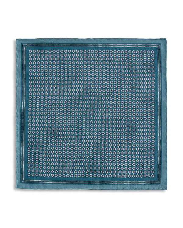 David Donahue Flower Silk Pocket Square - Petrol
