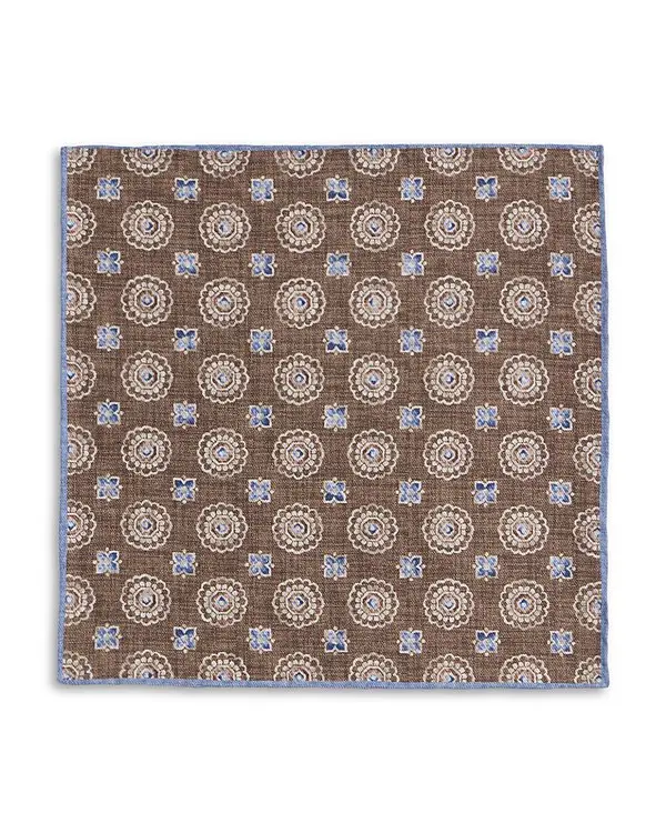 David Donahue Medallion Silk Pocket Square - Chocolate