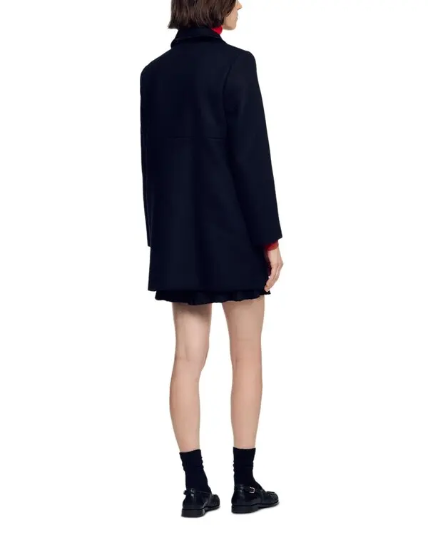 Sandro Lawrence Wool Blend Velvet Collar Coat
