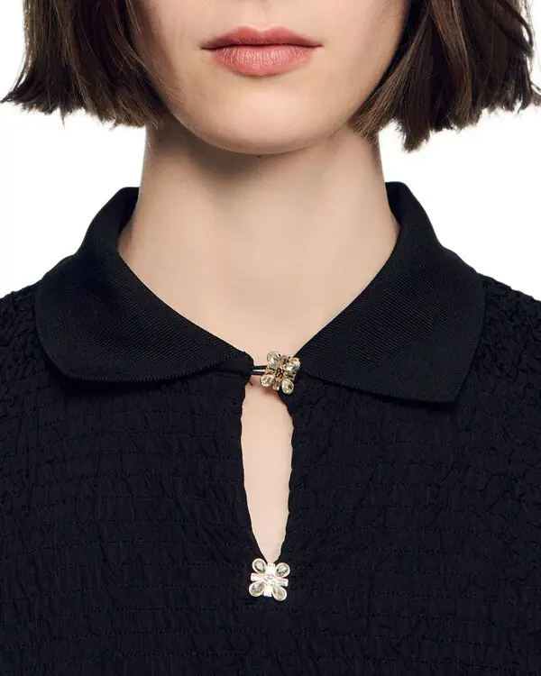 Sandro Maina Fringe Trim Cropped Cardigan