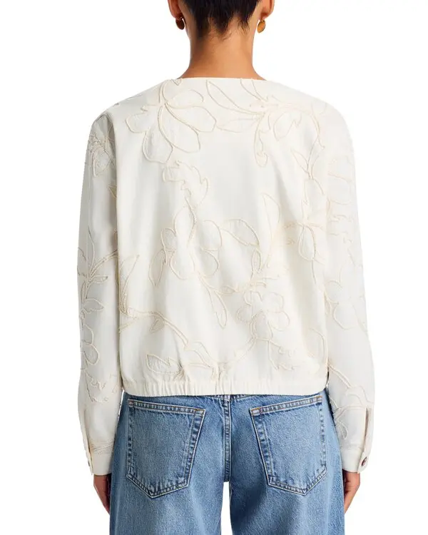 Tommy Bahama Cotton Stretch Embroidered Zip Front Jacket