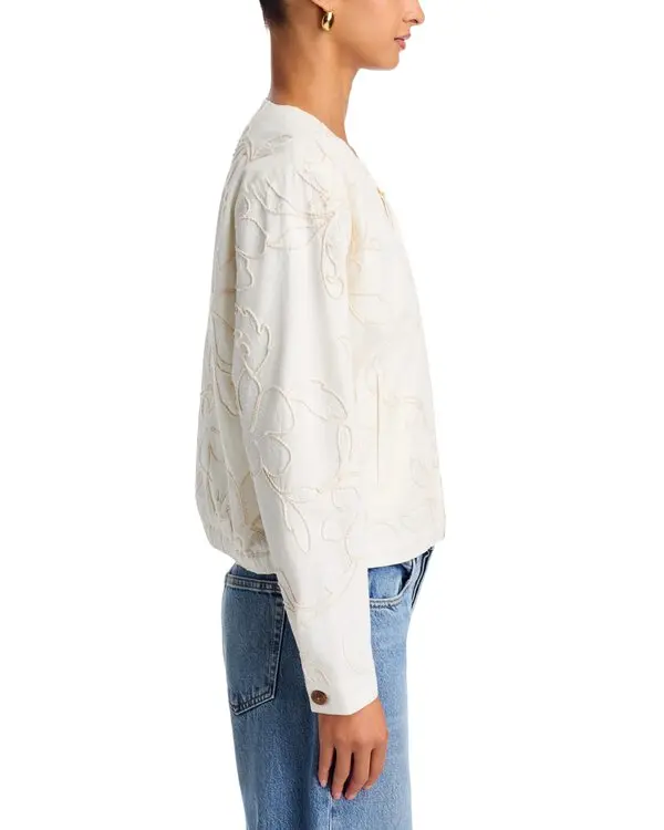 Tommy Bahama Cotton Stretch Embroidered Zip Front Jacket