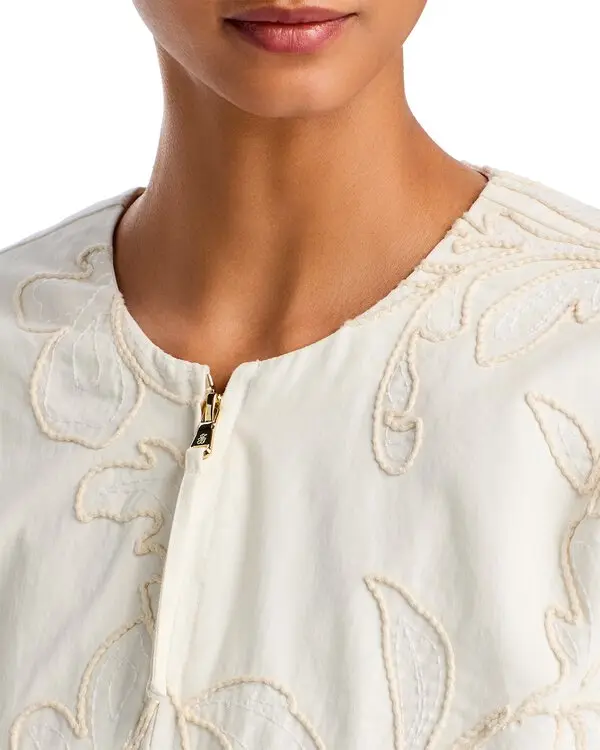 Tommy Bahama Cotton Stretch Embroidered Zip Front Jacket
