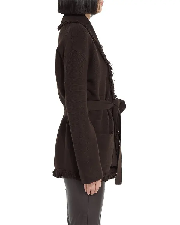 Lyssé Dixie Fringe Belted Shawl Collar Cardigan