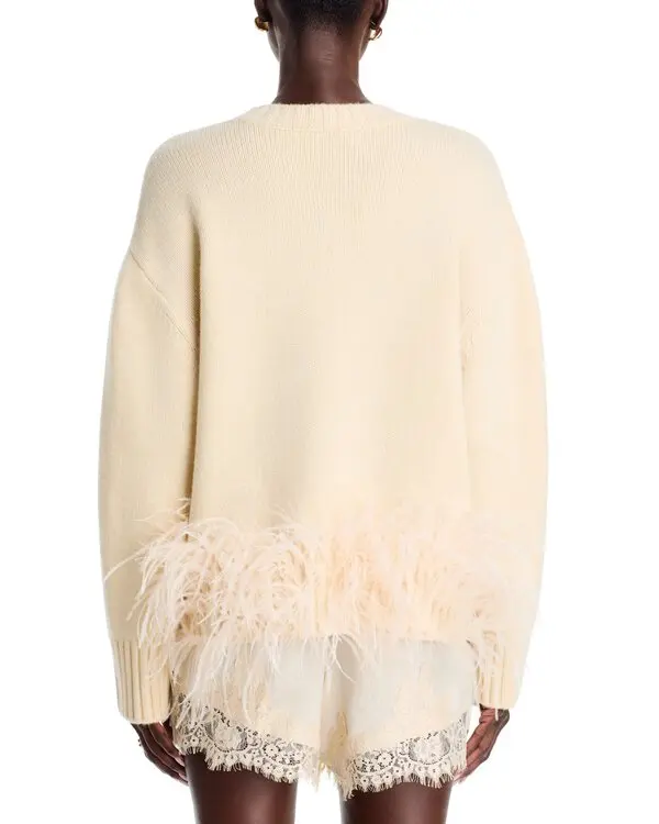 Sea Zelie Wool Feather Trim Sweater