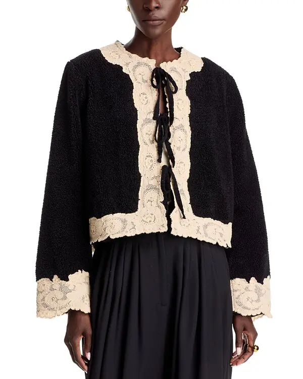 Sea Ilaria Lace Trim Tie Front Teddy Jacket