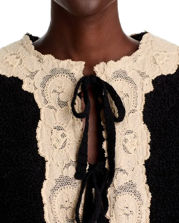 Sea Ilaria Lace Trim Tie Front Teddy Jacket