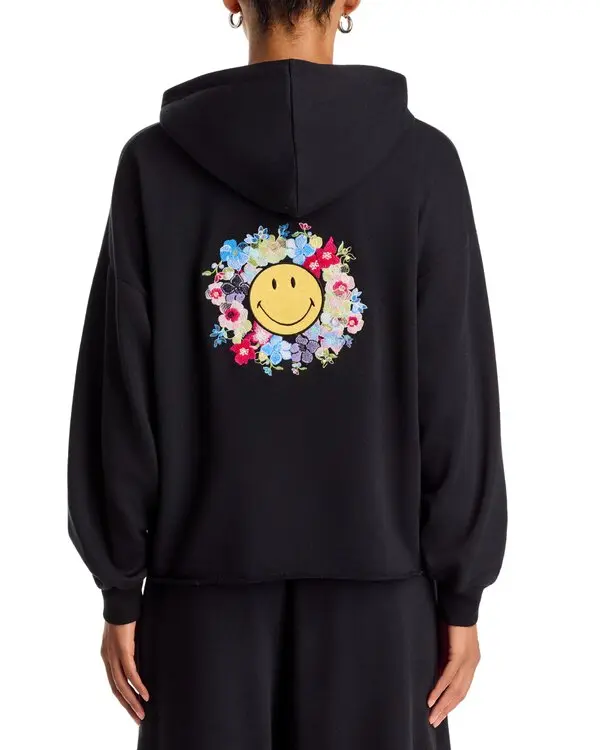 Aqua Smiley Embroidered Hoodie Exclusive