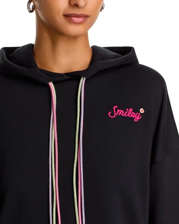 Aqua Smiley Embroidered Hoodie Exclusive