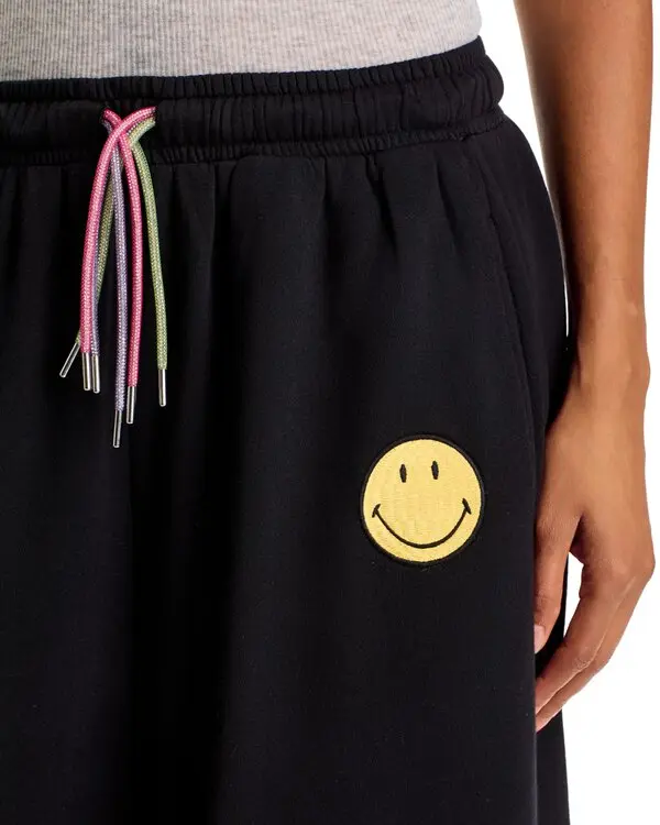 Aqua Cotton Blend Smiley Sweatpants Exclusive - Black