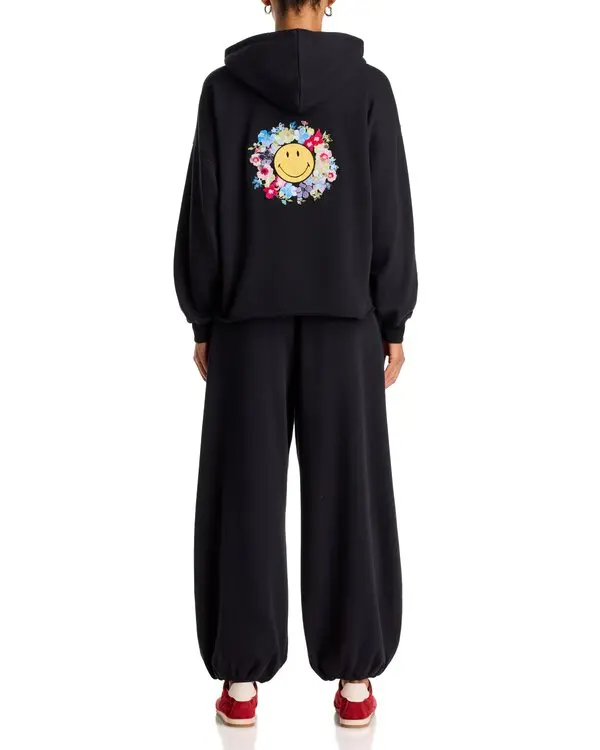 Aqua Cotton Blend Smiley Sweatpants Exclusive - Black