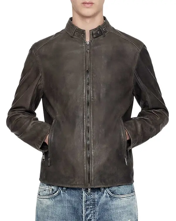 ALLSAINTS Cora Leather Jacket - Graphite Grey