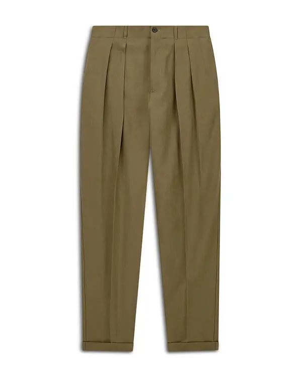 Emporio Armani Relaxed Pleated Trousers - Capers