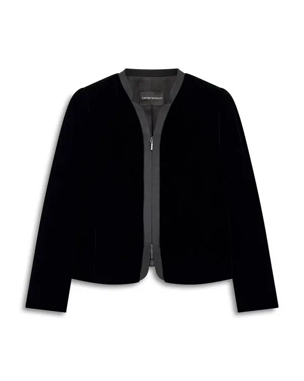 Emporio Armani Zip Front Velvet Blazer