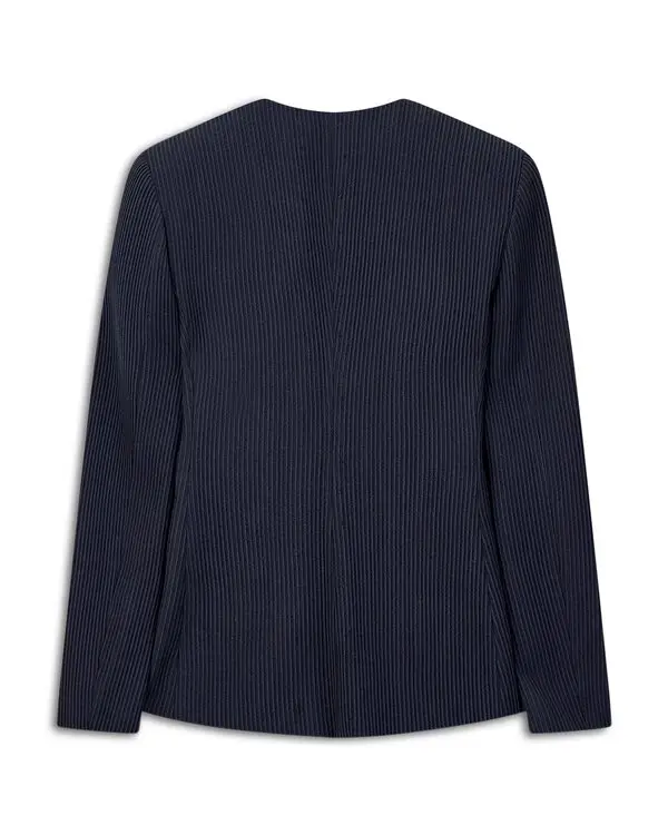 Emporio Armani Cannete Asymmetric Wool Blazer - Dark Blue