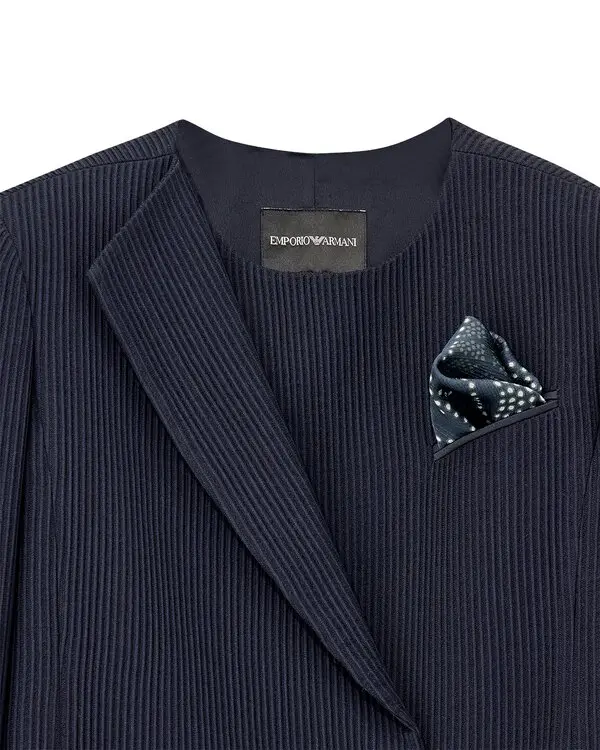 Emporio Armani Cannete Asymmetric Wool Blazer - Dark Blue