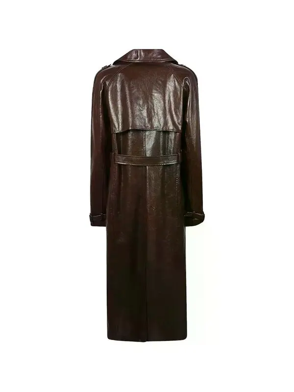 HINNOMINATE Belted Double-breasted Trench Coat - Brown