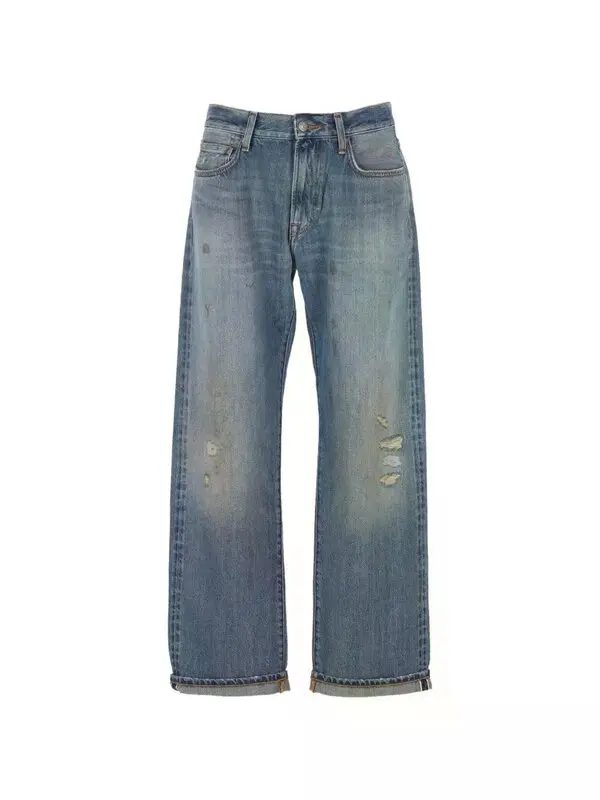 ROY ROGER'S Distressed Straight-leg Jeans