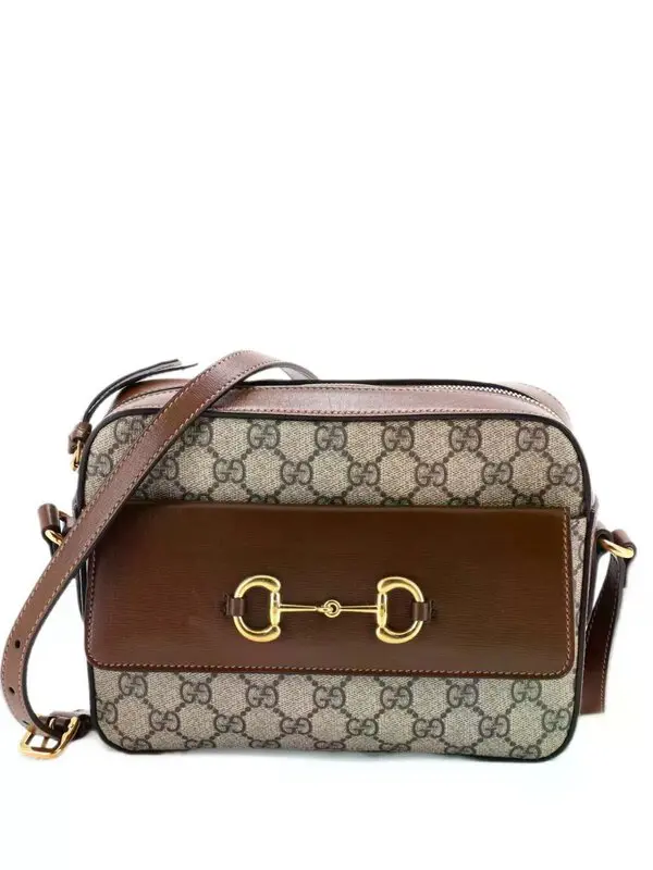 Gucci Horsebit 1955 Flap Pocket Camera Bag Gg Coated Canvas And Leather Small Crossbody Bag - Brown