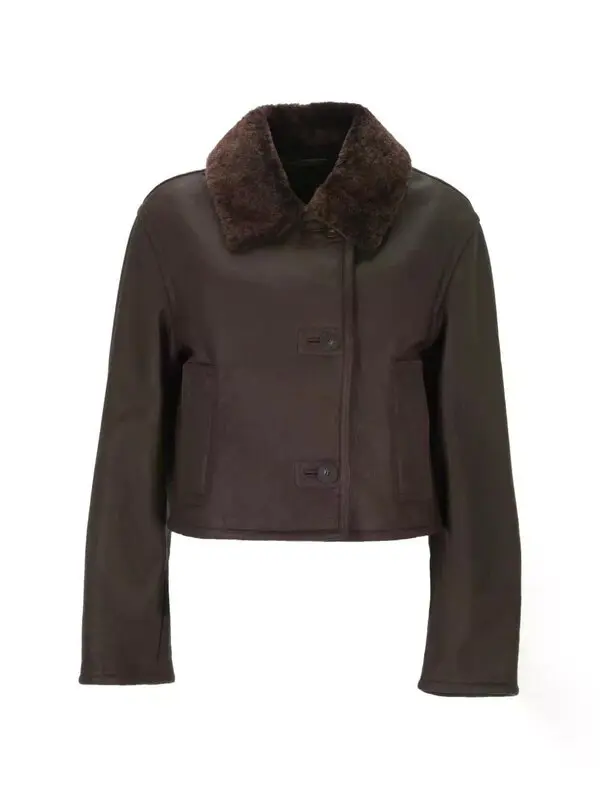 JOSEPH Liri Shearling-collar Leather Jacket