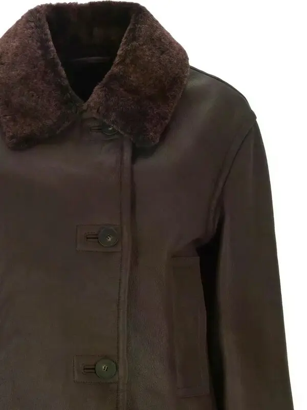 JOSEPH Liri Shearling-collar Leather Jacket